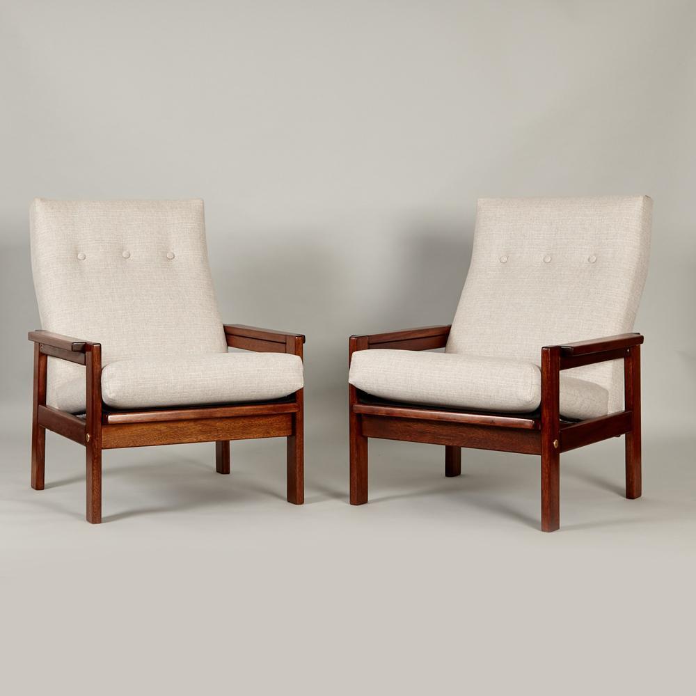 A Pair of Linear Arm Chairs by Morgan Furniture