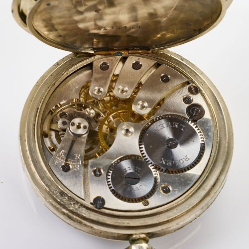 Silver Plated Case, 50mm Rolex, Lever 7 Jewel, Open Faced Pocket Watch ...