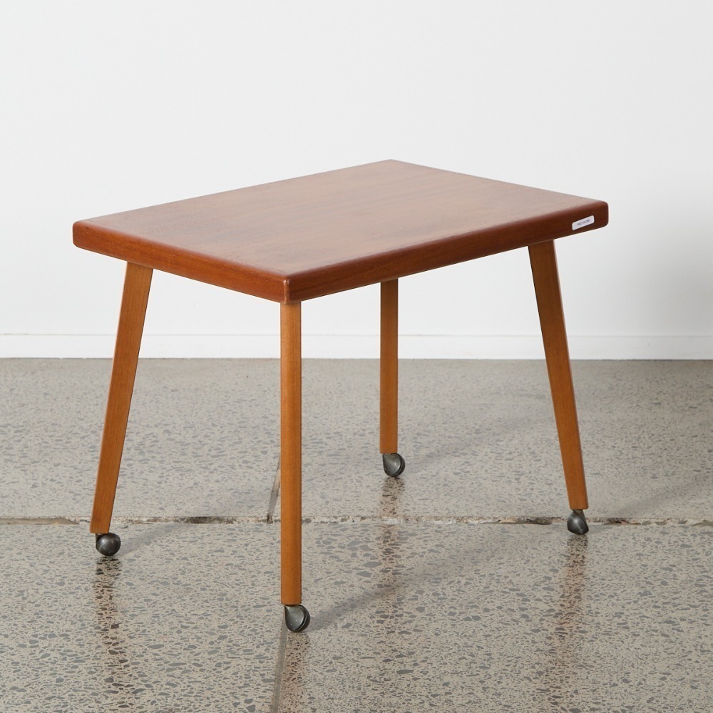 A Retro Solid Wood Side Table on Castors