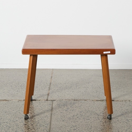 A Retro Solid Wood Side Table on Castors