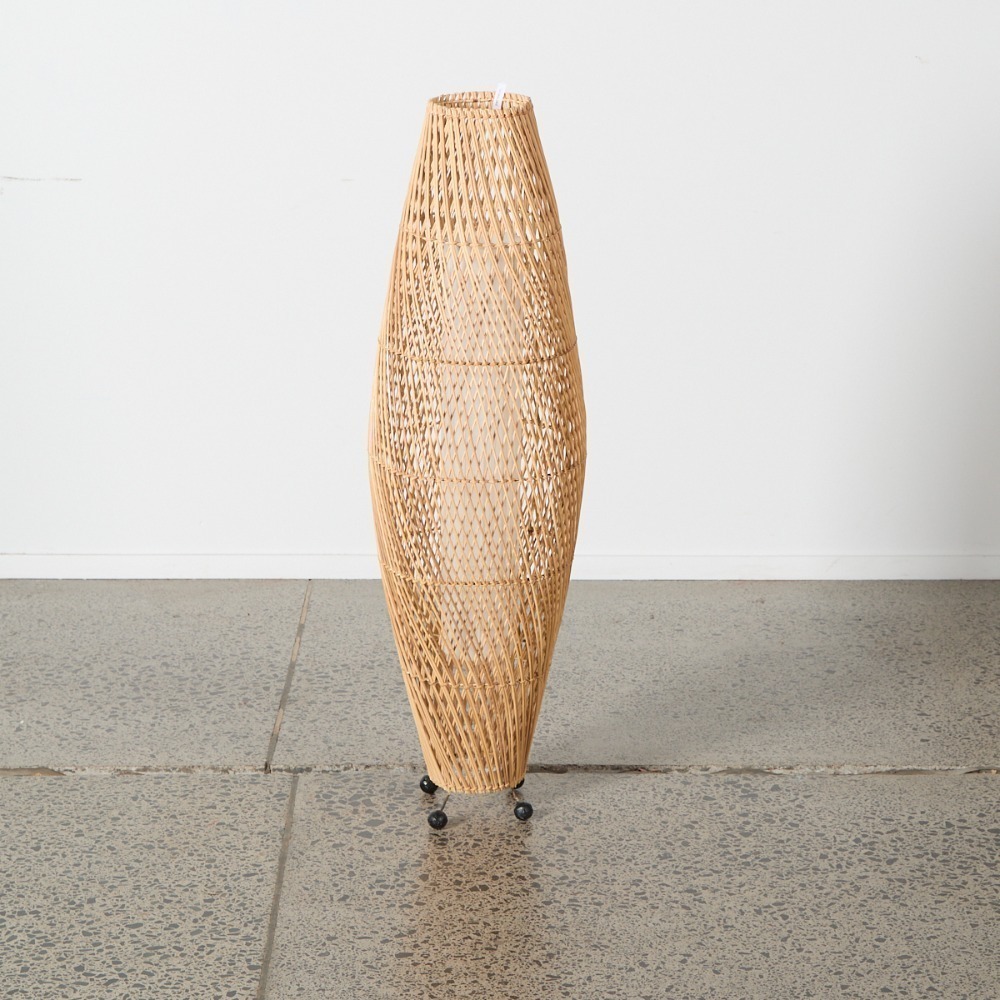 A Mid-Century Rattan Torpedo Lamp Stand