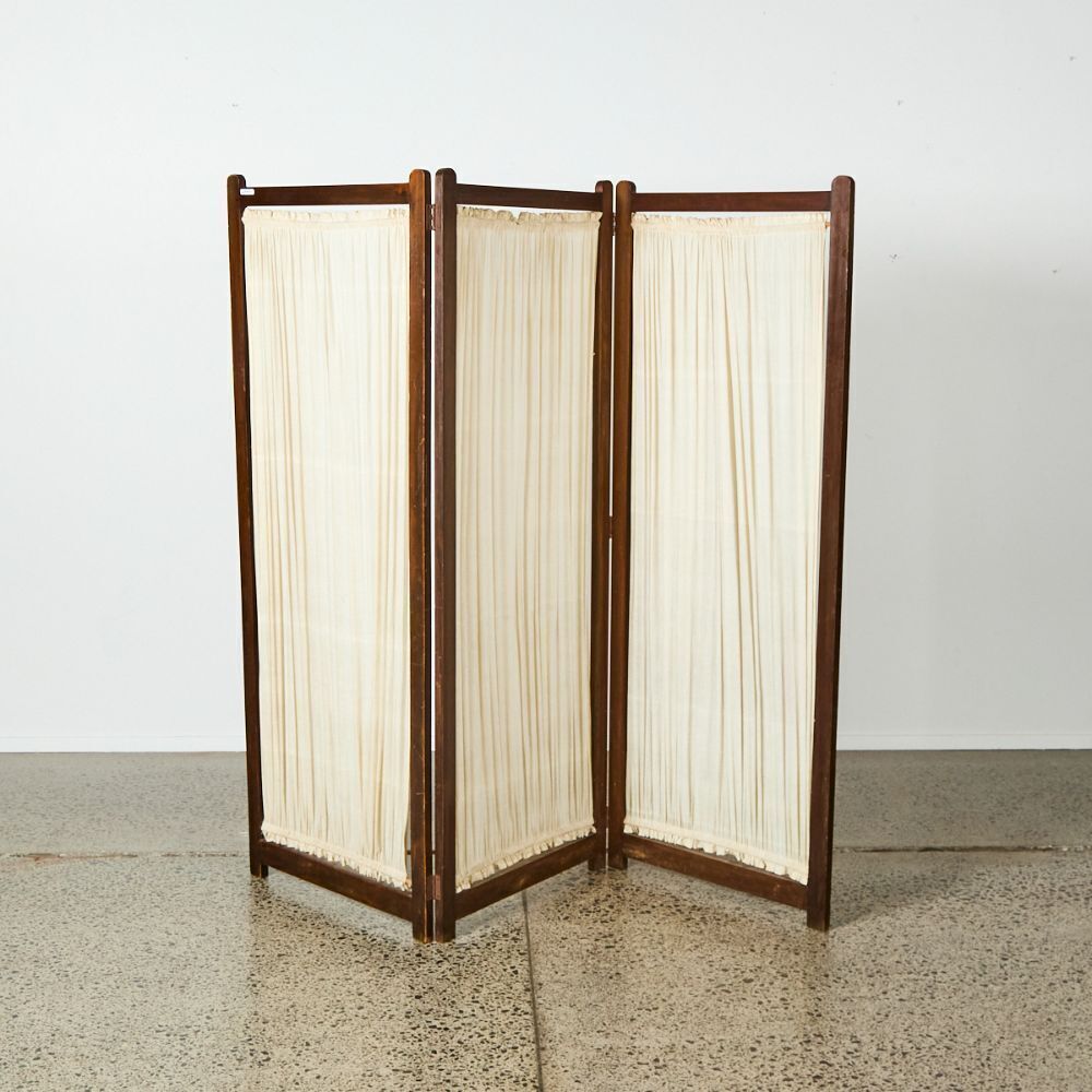A Wooden Framed Three Panel Screen