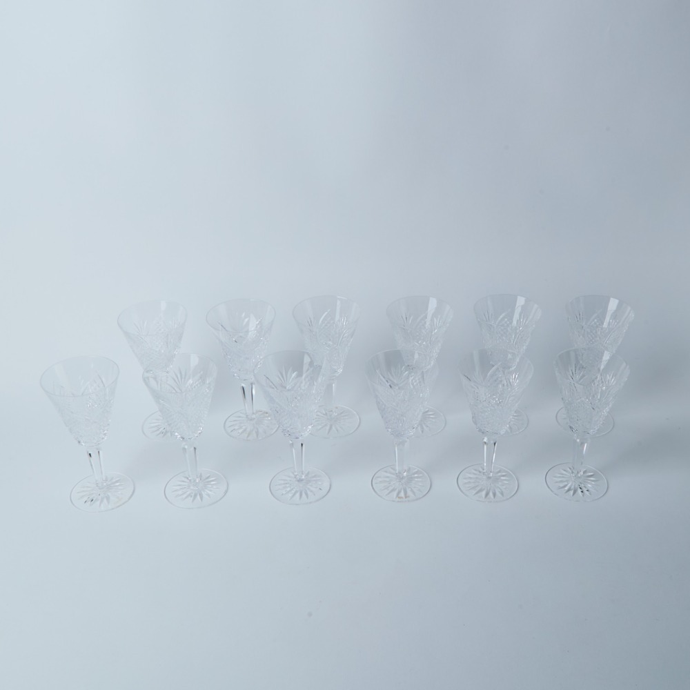 A Set Of Twelve Waterford Crystal Mooncoin Wine Glasses