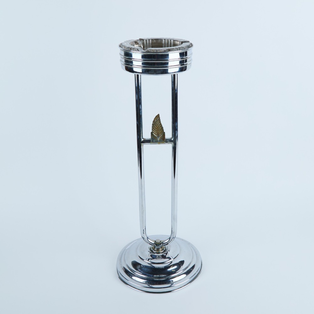 An Art Deco Free Standing Ashtray With A Glass Insert And Fern ...