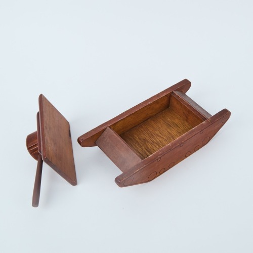 A Trench Art Wooden Tank Box