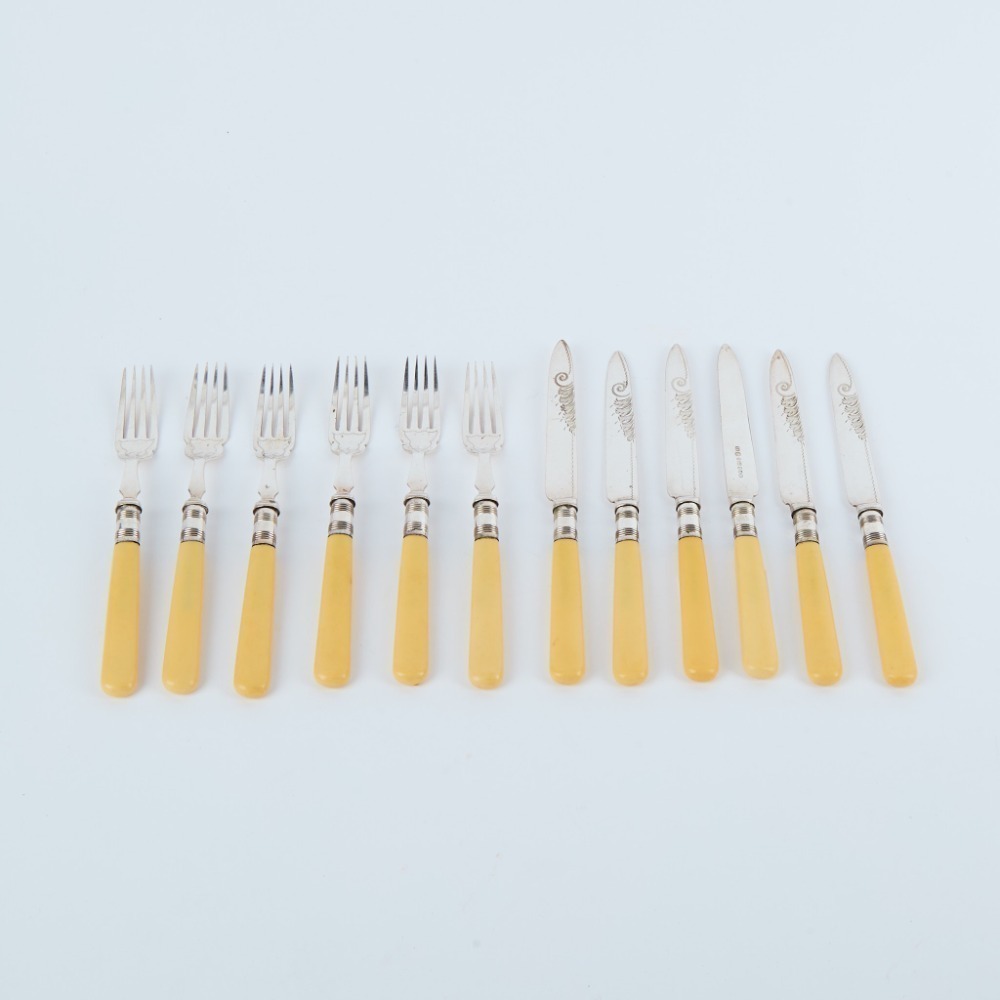 A Vintage Bone Handle Cutlery Set