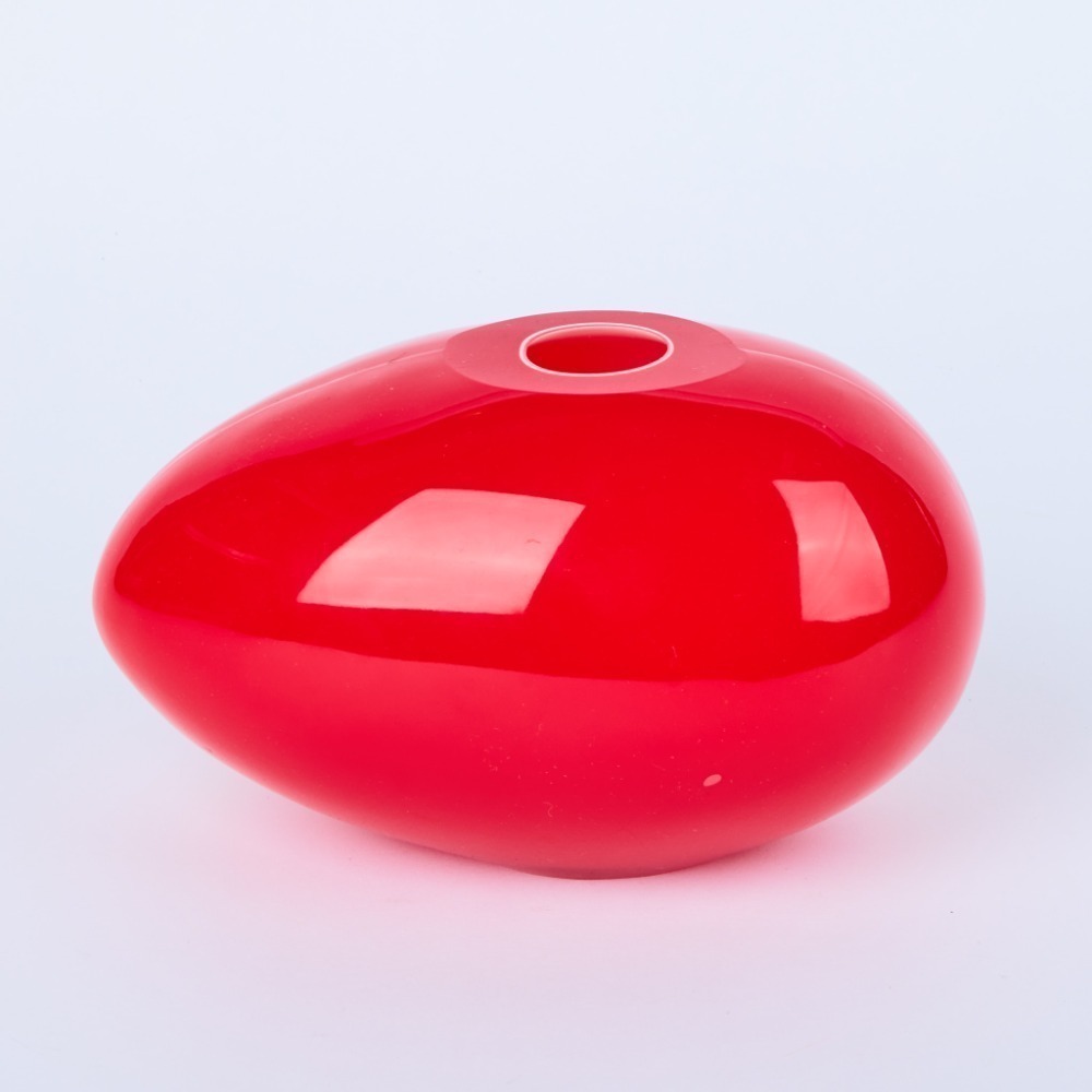 A Red Art Glass Orb Vase