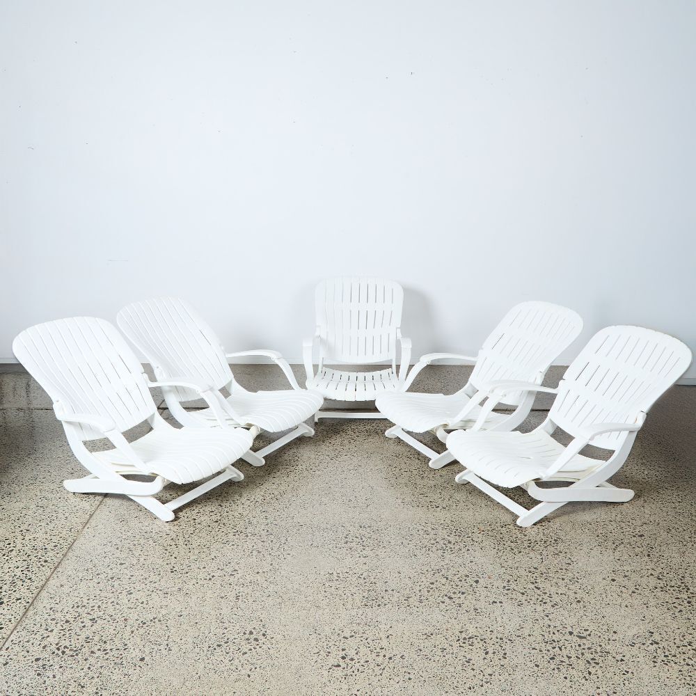 A Set of Five French Tangor Outdoor Folding Chairs by Allibert