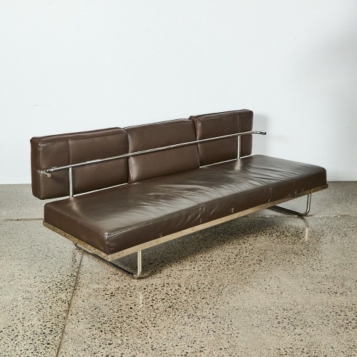 A Le Corbusier LC5 Style Daybed in Chocolate Leather