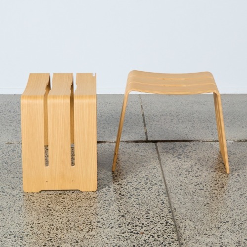 A Pair of Prototype Bent Plywood Stools by Gustav Concept
