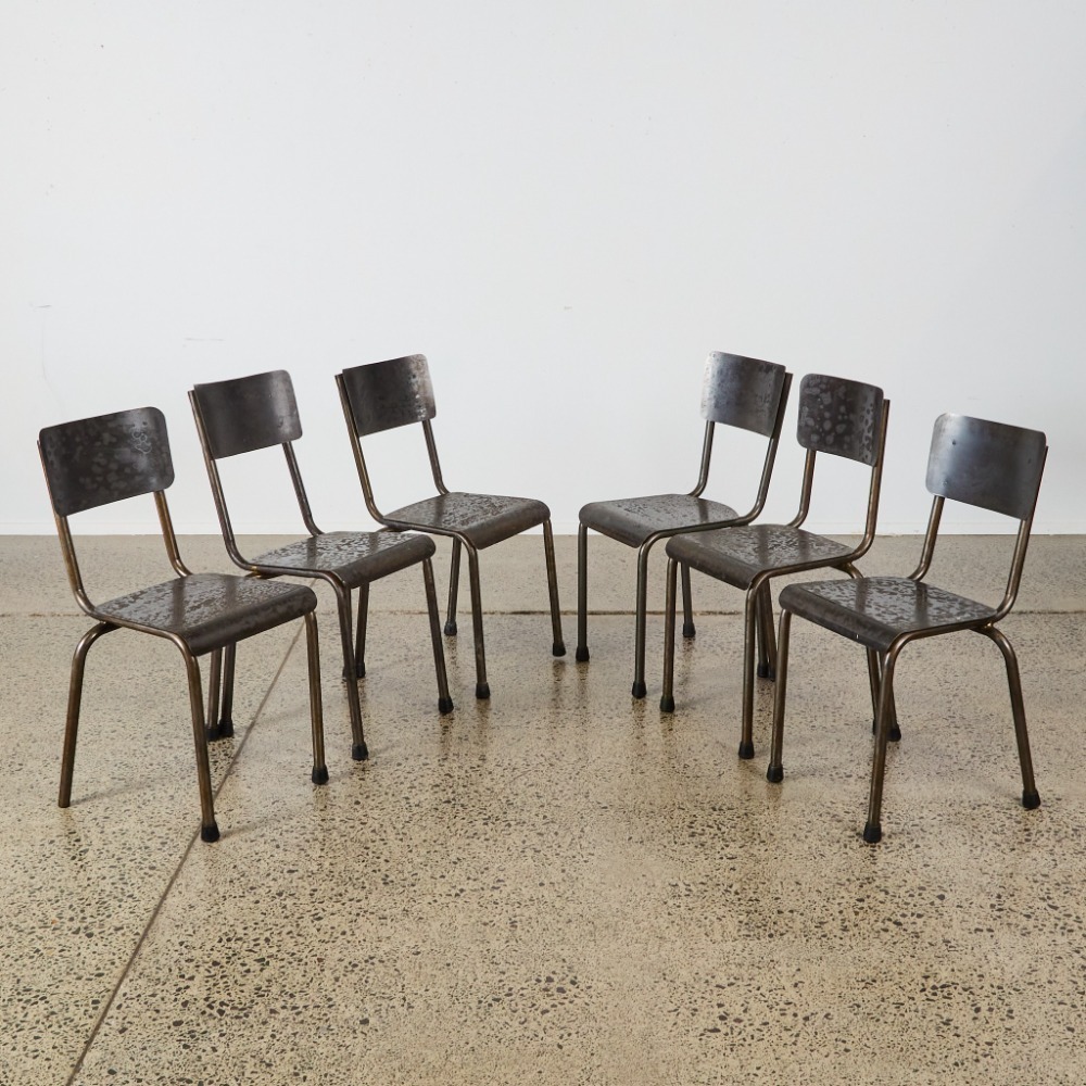 A Set of Six Vintage Dutch Factory Chairs