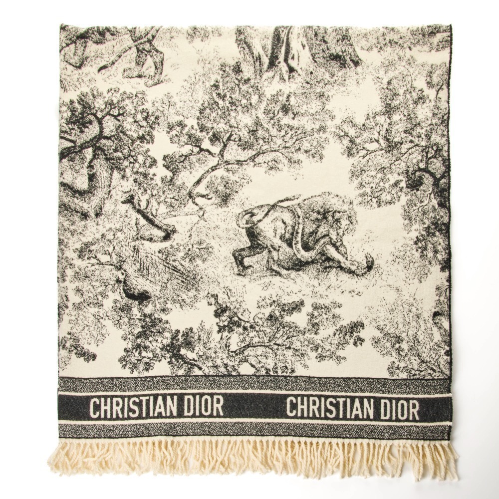 Christian Dior, Toile De Jouy, 57% Cashmere / 43% Virgin Wool Throw Blanket