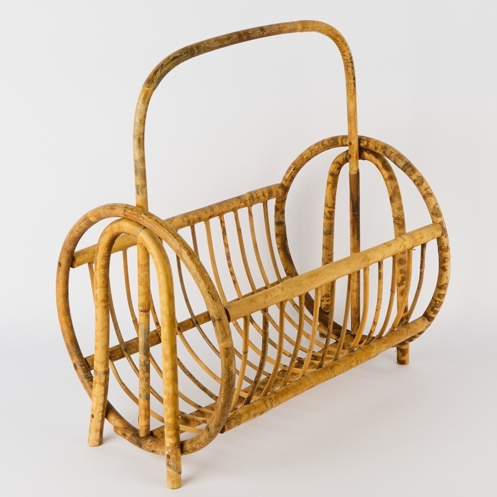 A Vintage Cane Magazine Rack