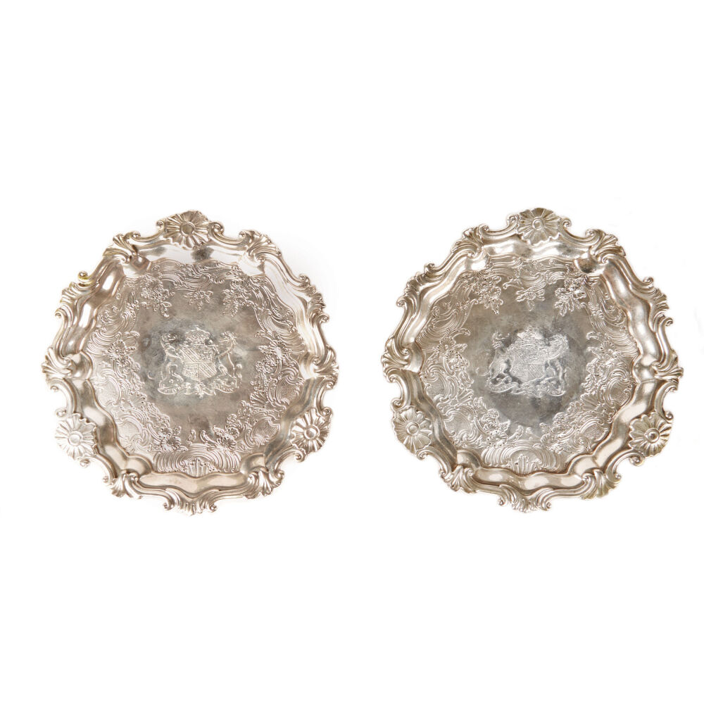 A Pair of George II Sterling Silver Small Salvers, Formerly the ...