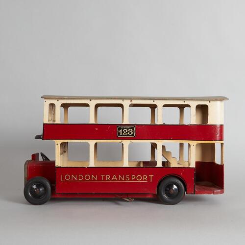 A Tri-ang Wood Double Decker Bus