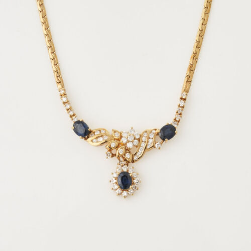 18ct Yellow Gold, Vintage Sapphire & Diamond Collier