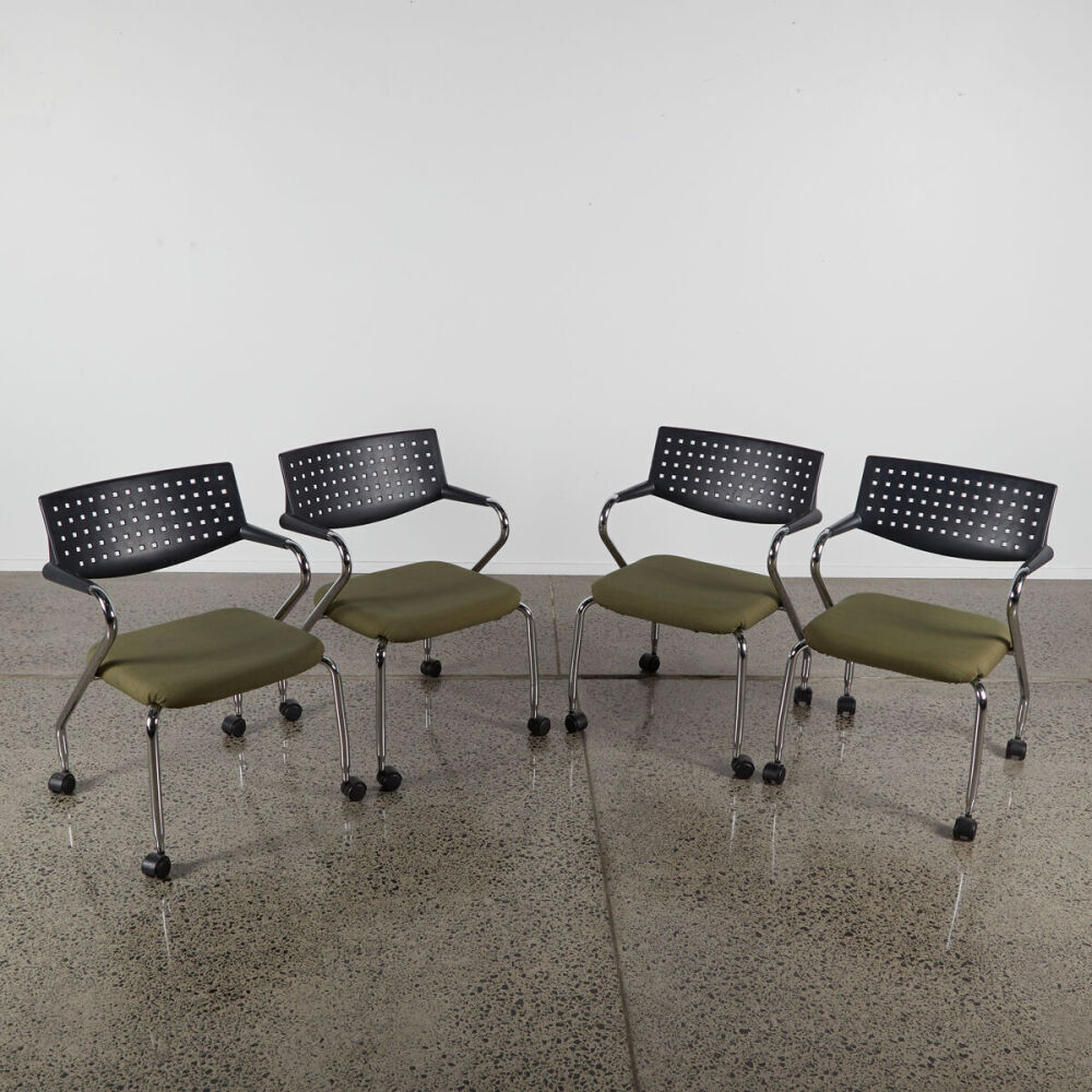 A Set of Four Vitra Visarol Stacking Chairs Designed By Antonio Citterio
