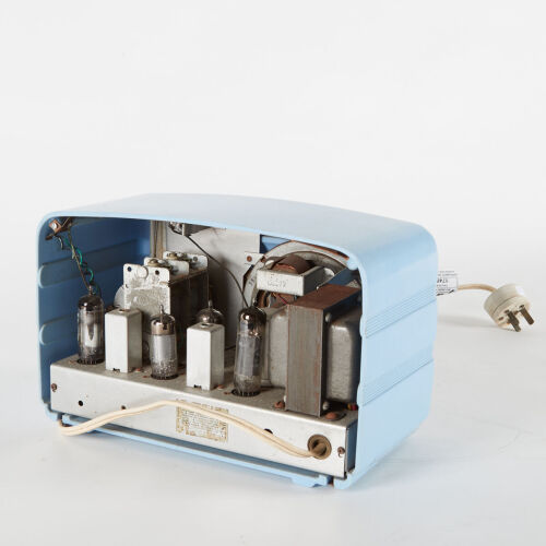 A Rare Blue Bakelite Bell Colt Valve Amp Radio, Working C.1950s