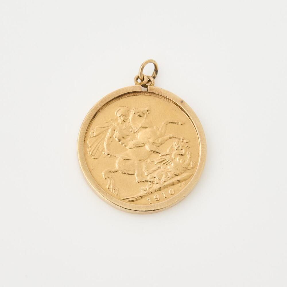 1910, Full Sovereign Coin, in 9ct Yellow Gold Frame