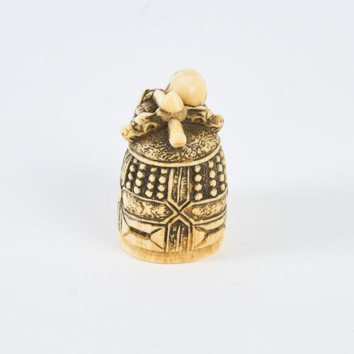 A 19th Century Carved Ivory Netsuke Of Benkei