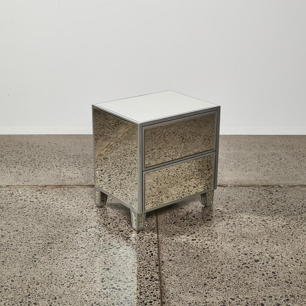 A Modern 2-Drawer Mirrored Storage Cabinet