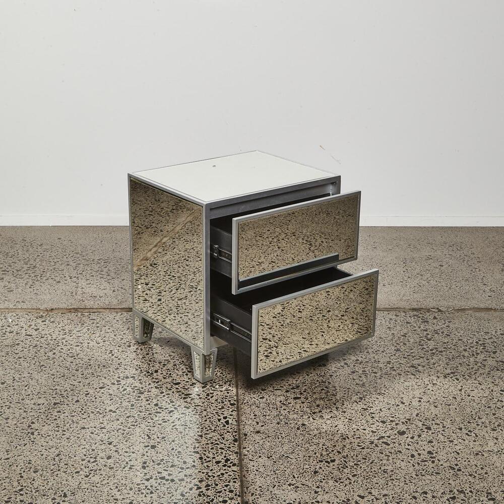 A Modern 2-Drawer Mirrored Storage Cabinet