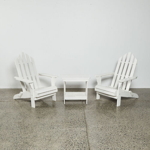 A Pair Of Folding Cape Cod/Adirondack Chairs With Table