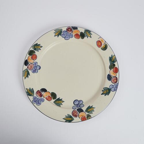 A Large Temuka Circular Platter With Fruit Decoration