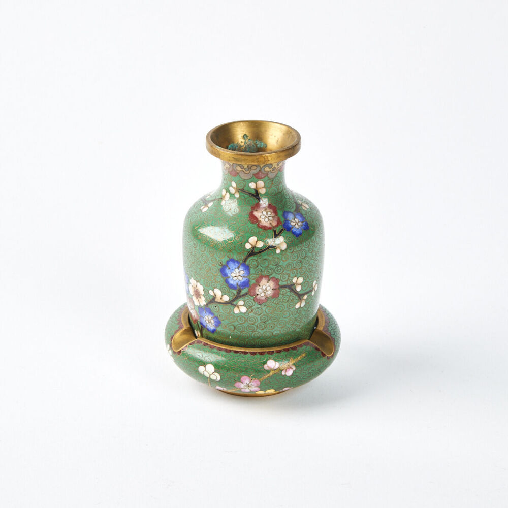 A Small Cloisonne Vase and Trinket Dish