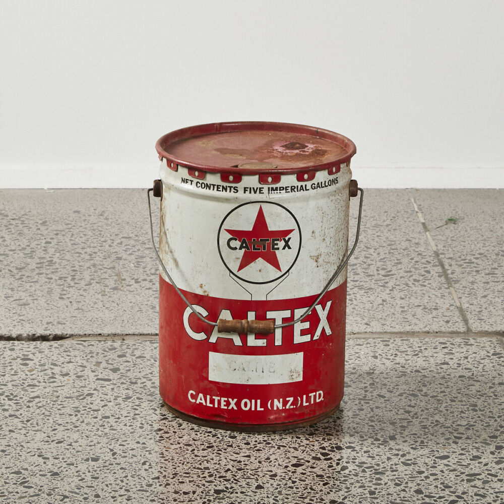 A Vintage Caltex 5 Gallon Oil Tin