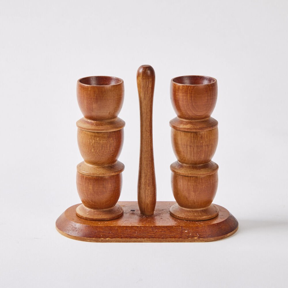 A Retro Wooden Egg Cup Tree