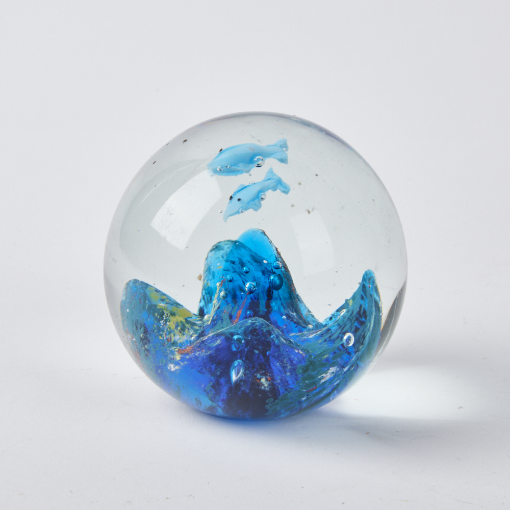 A Handblown Dolphin Paperweight