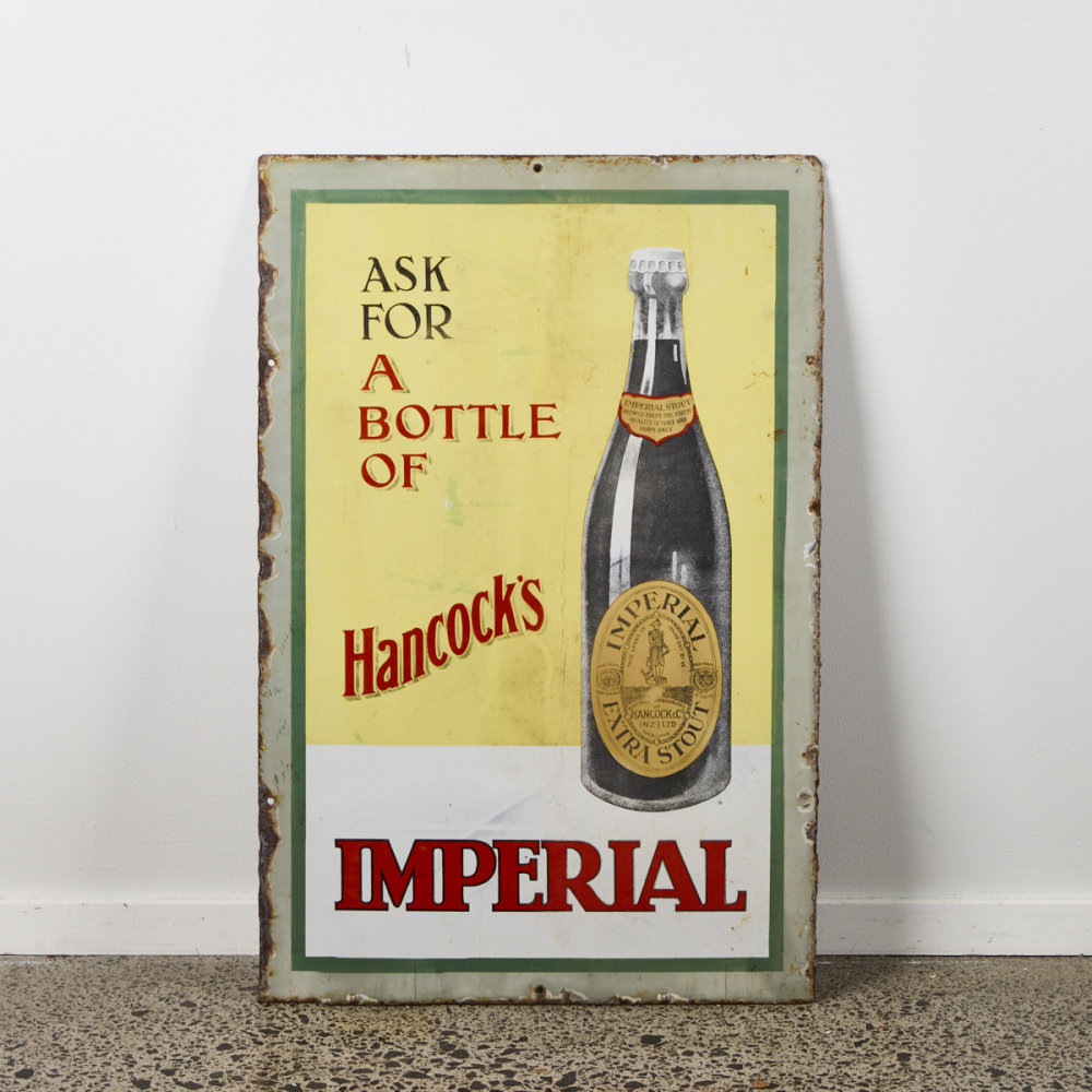 An Early Enamel Sign for Hancocks Captain Cook Brewery Auckland c.1910 ...