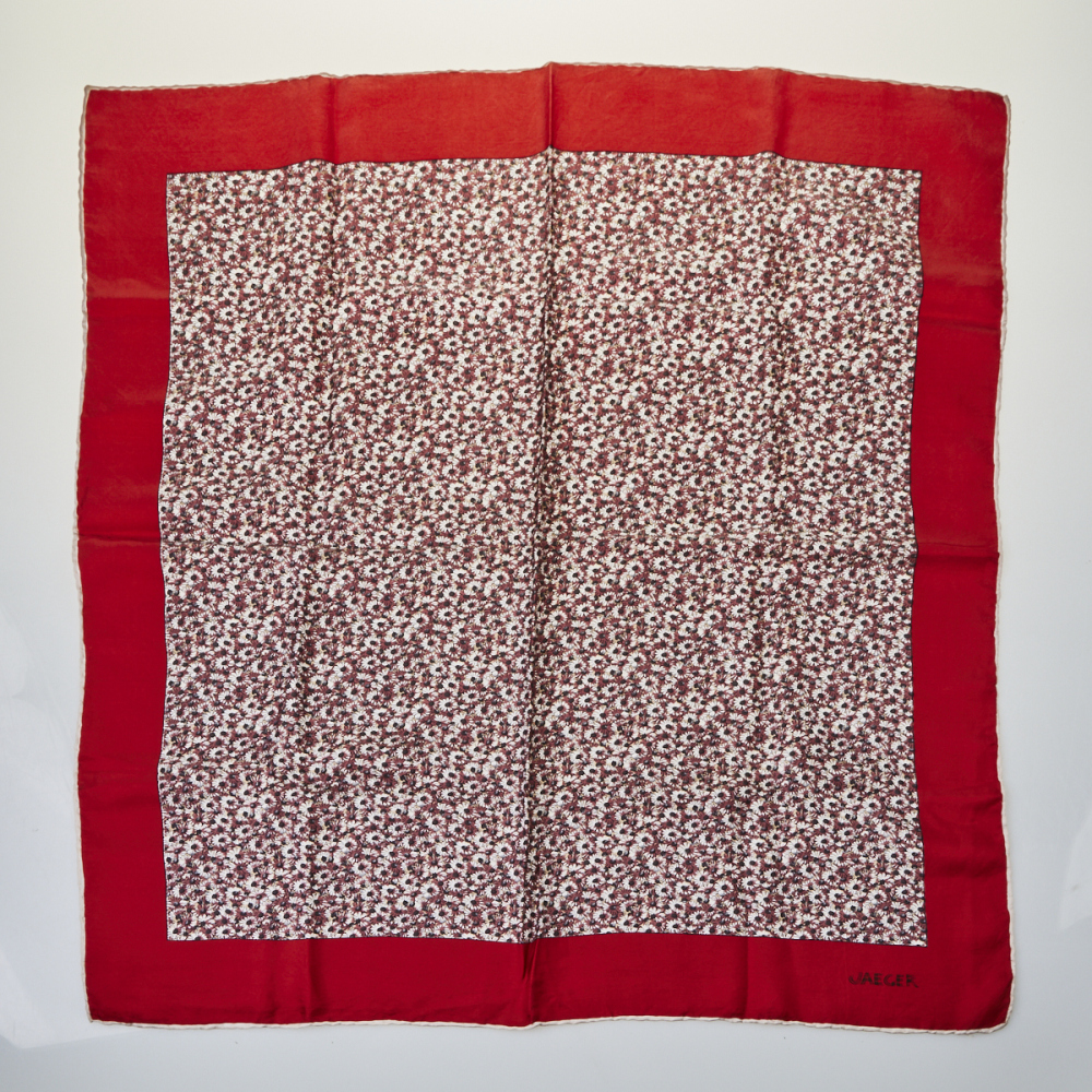 Jaeger, Square Silk Scarf with Nutmeg Border, 67cm x 67cm