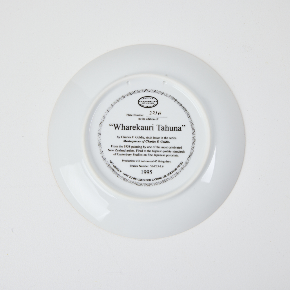 A Temuka Studio Plate Decorated With Wharekauri Tahuna by Charles F Goldie