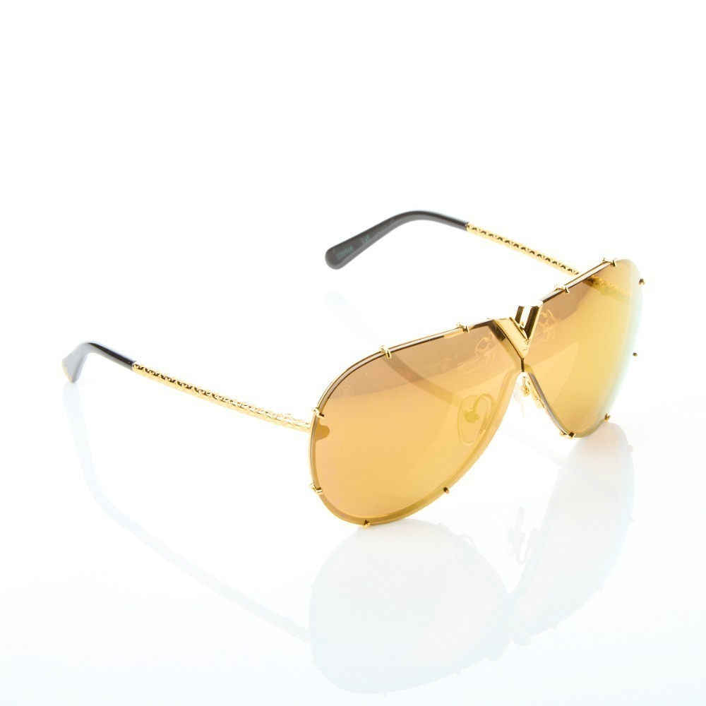 Louis Vuitton Gold Nano Monogram Mirrored Sunglasses with Case