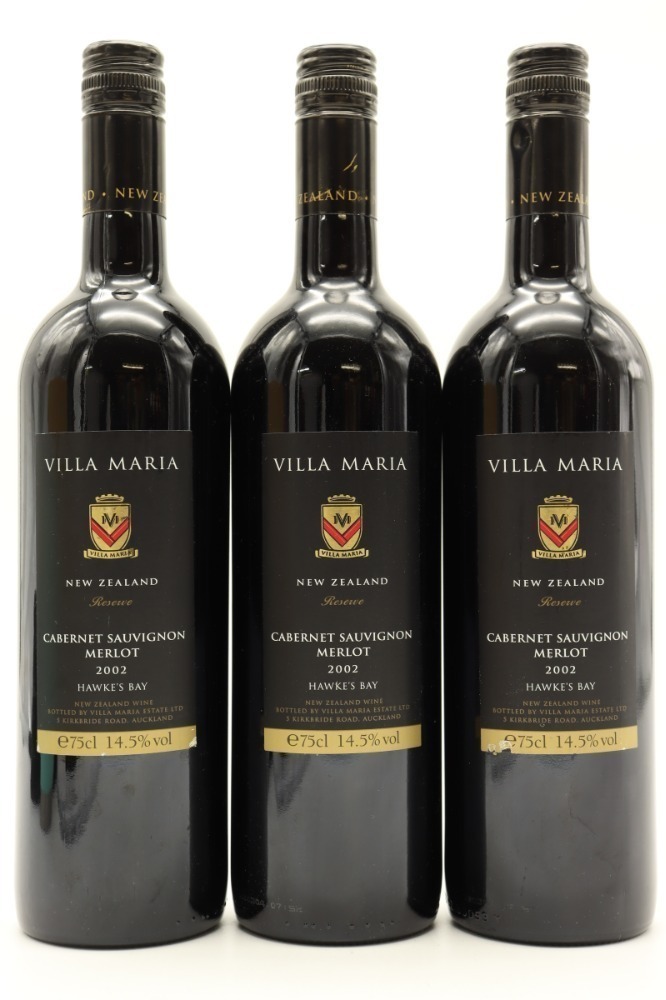 (3) 2002 Villa Maria Reserve Cabernet Sauvignon - Merlot, Gimblett ...