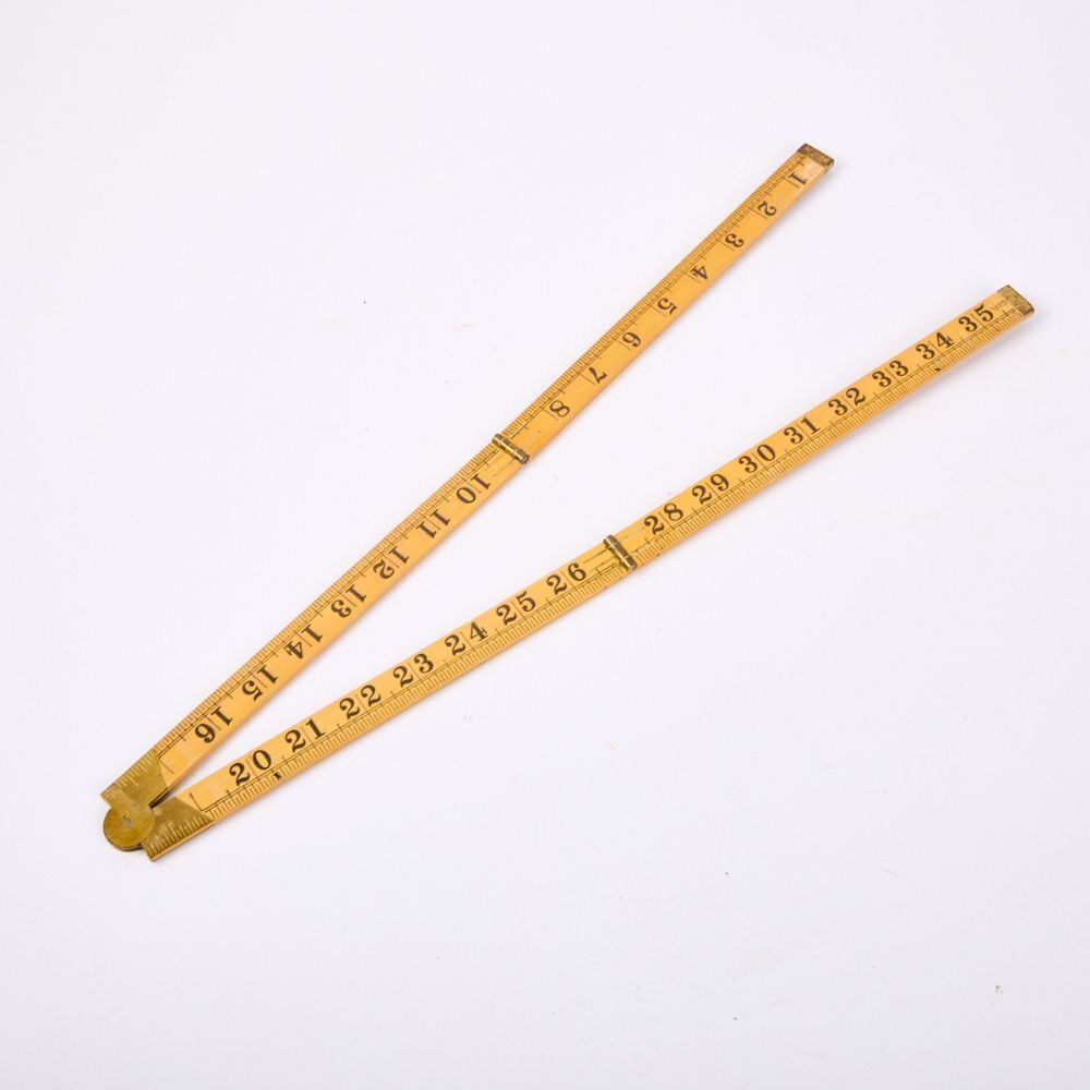 A Vintage Rabone Boxwood Brass Hinged Ruler