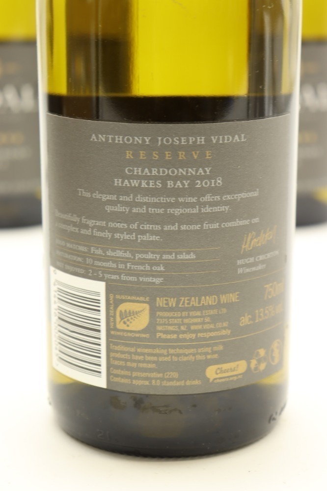 (3) 2018 Vidal Estate Reserve Chardonnay, Hawke's Bay ♦