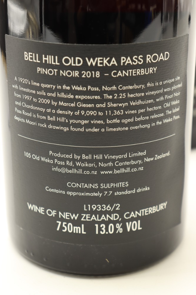 (2) 2018 Bell Hill Old Weka Pass Road Pinot Noir, Canterbury