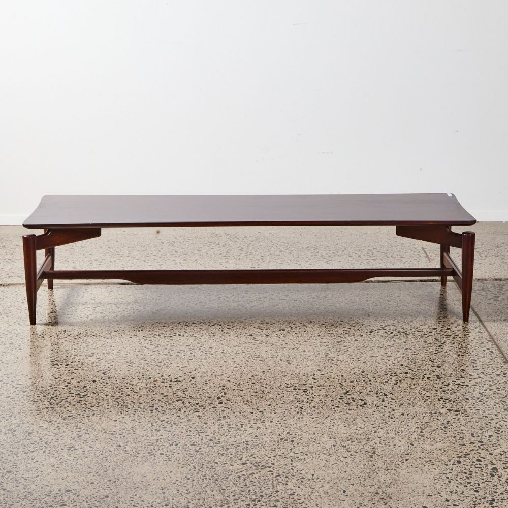 An Elegant Mid-Century Floating Solid Walnut Coffee Table, John Stuart Usa