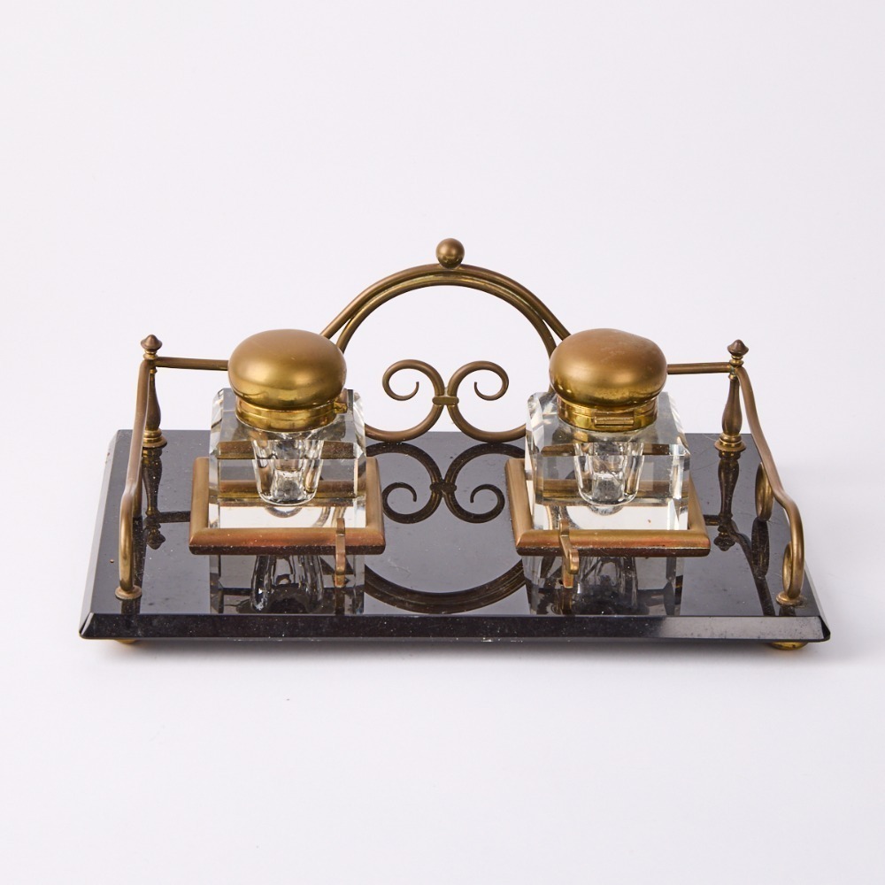 An Ornate Desk set with Ink Wells