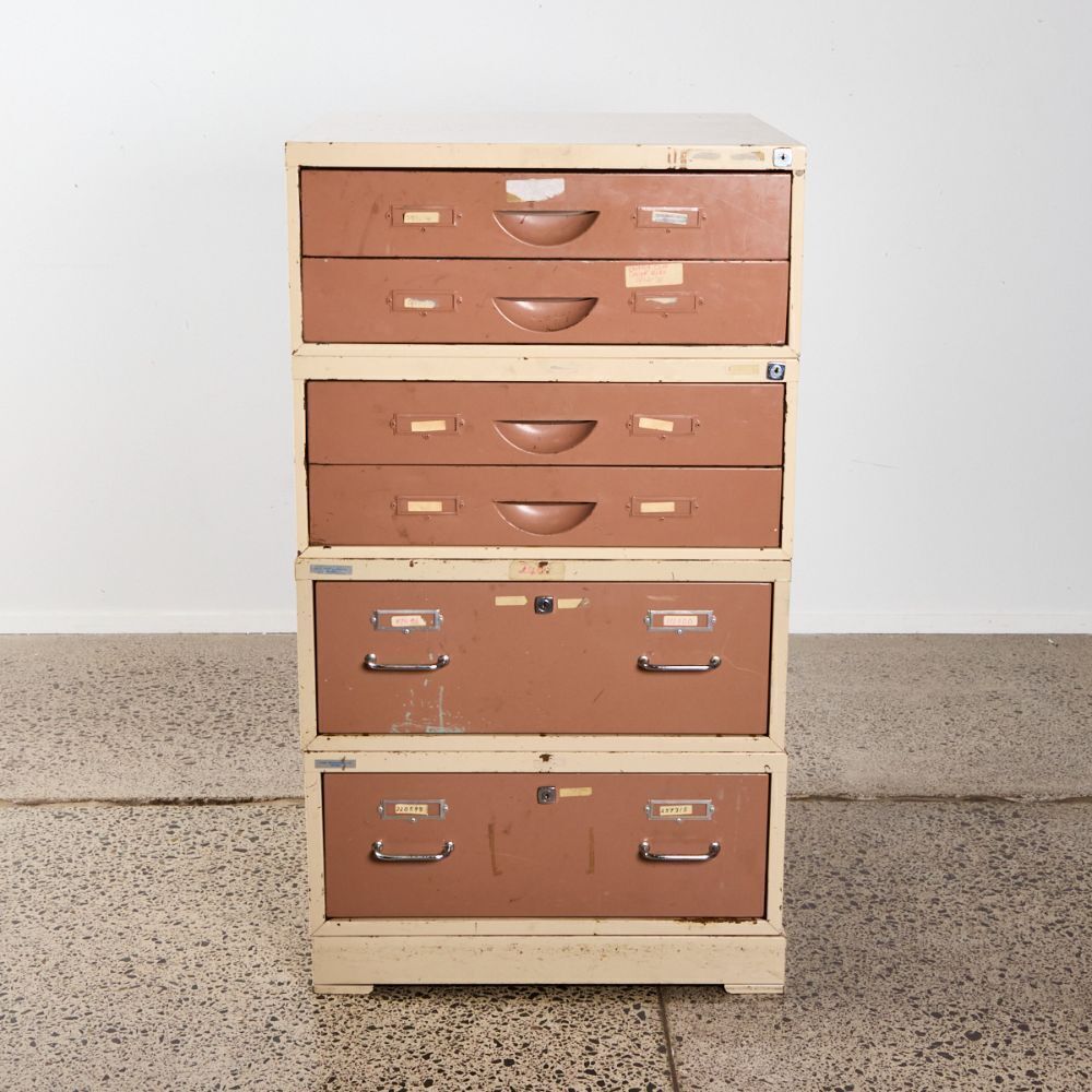 A Set of Four Large Vintage Bank Cabinets