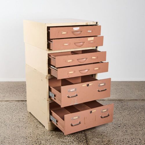 A Set of Four Large Vintage Bank Cabinets