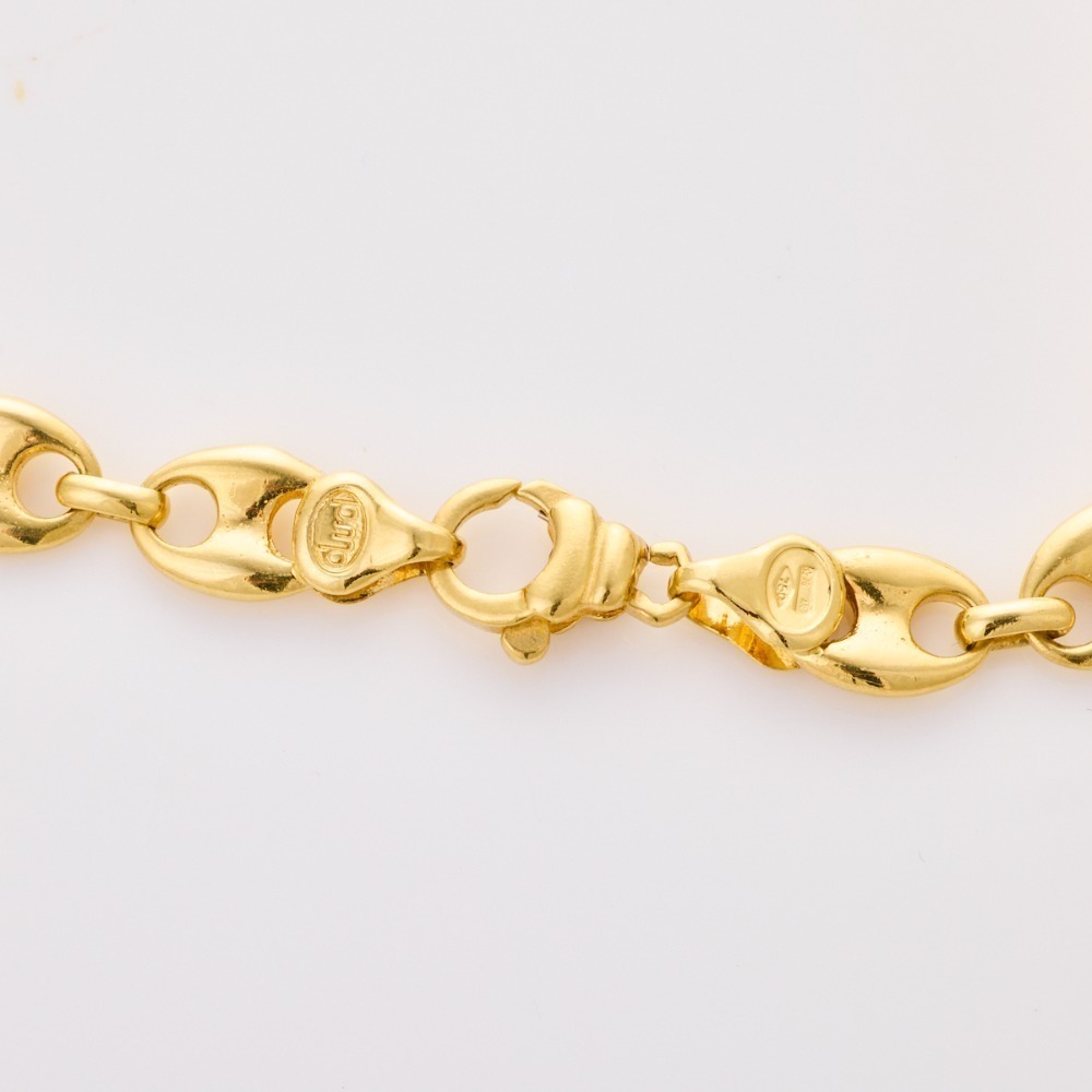 18ct Yellow Gold, Italian Made, 58cm Gucci Type Anchor Link Necklace