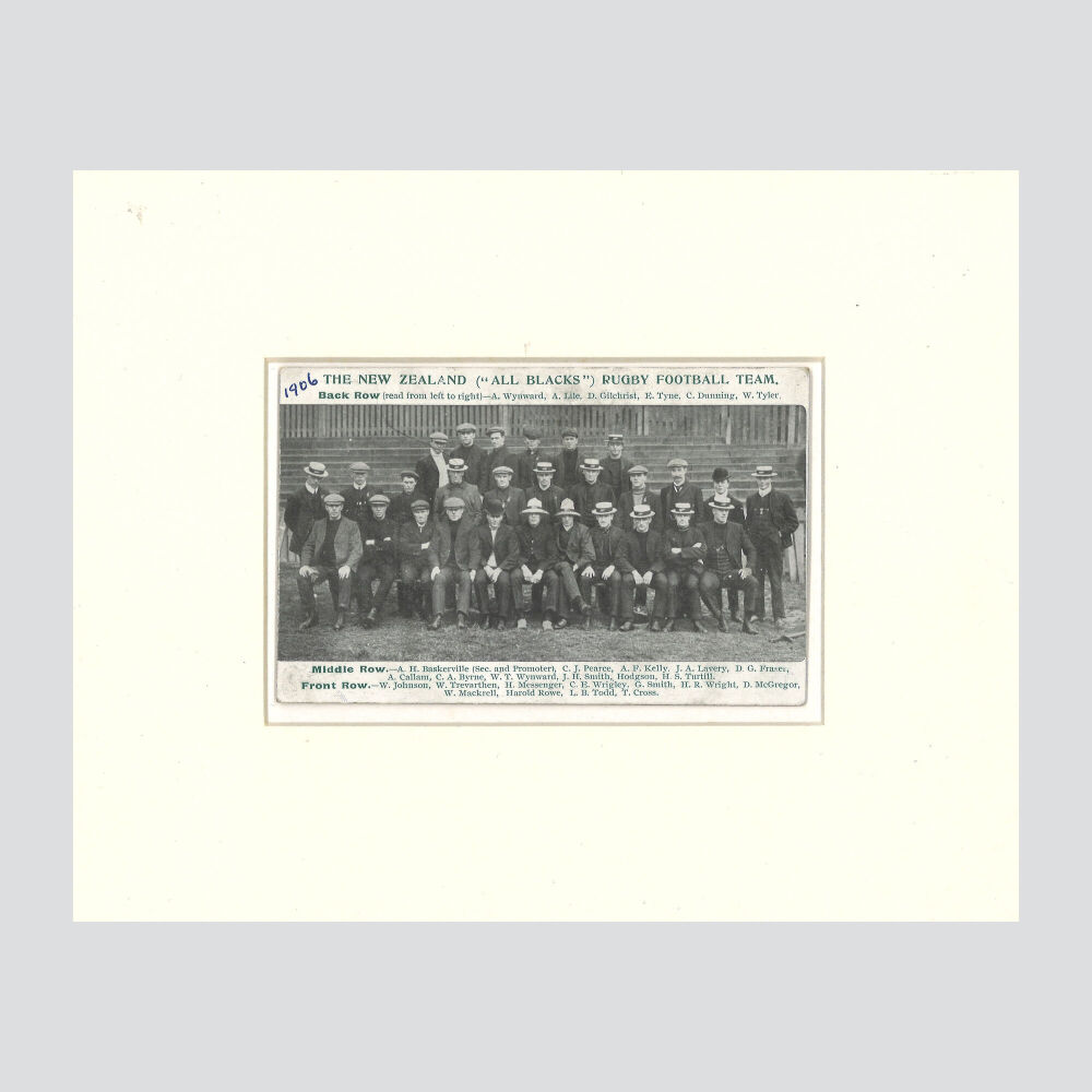 A 1906 Postcard of the New Zealand All Blacks Rugby Football Team