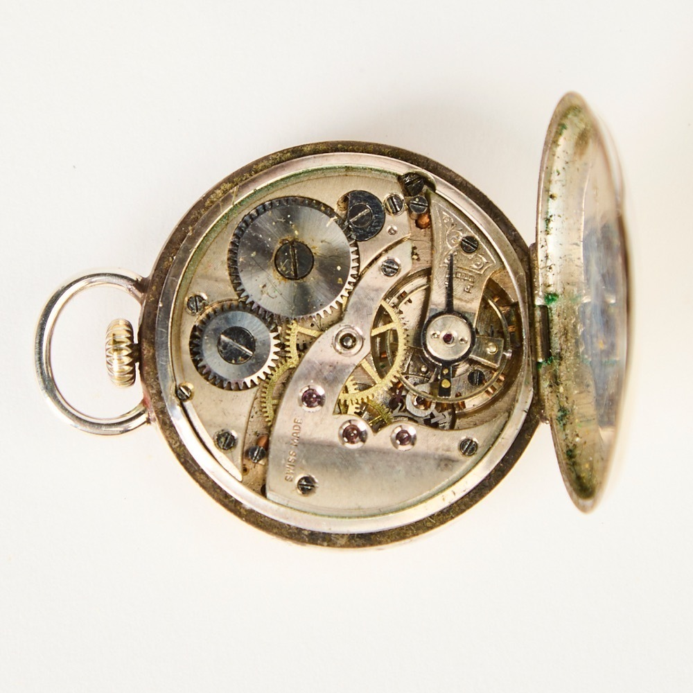 Sterling Silver Swiss Made Railway Style Fob Pocket Watch