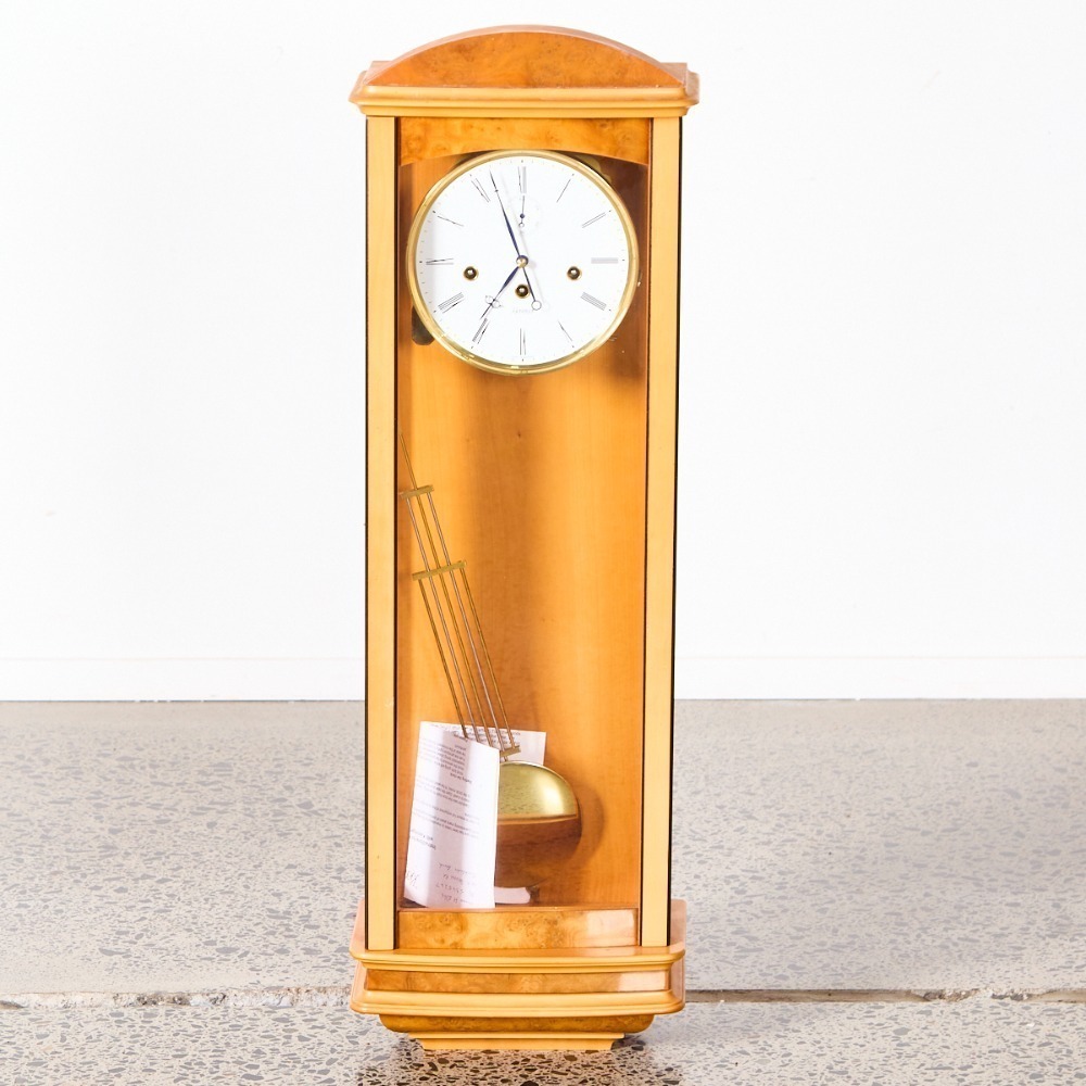 A Cherry Burr Cased Kieninger Wall Clock