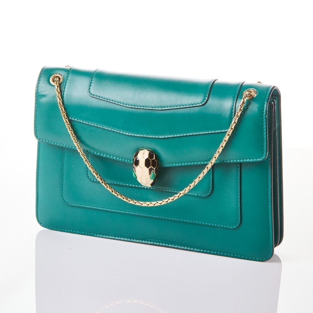 Bulgari, Serpent Forever Emerald Green Leather Shoulder Bag