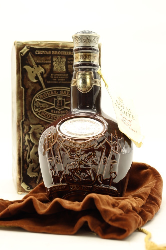 (1) Chivas Regal Royal Salute Brown Spode Decanter 21 Year Old Blended ...